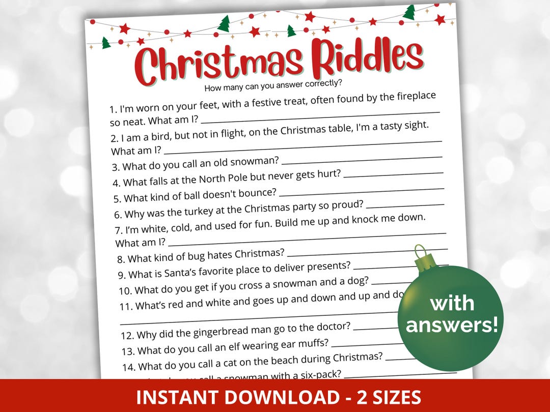 Christmas Riddles Who Am I, Printable Christmas Party Game, Kids ...