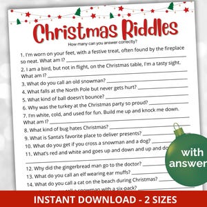 Christmas Riddles Who Am I, Printable Christmas Party Game, Kids ...