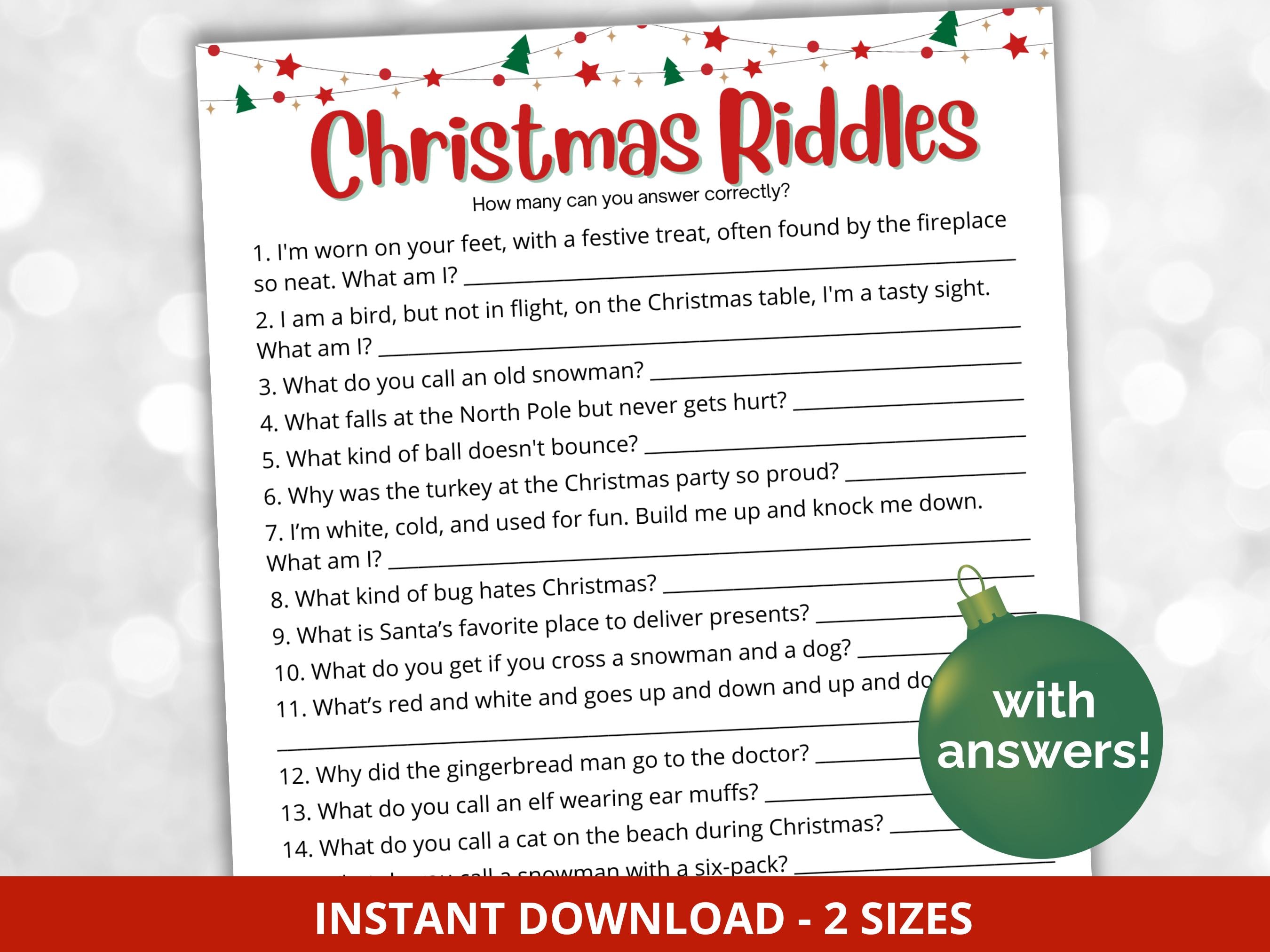 Christmas Riddles Who Am I, Printable Christmas Party Game, Kids ...