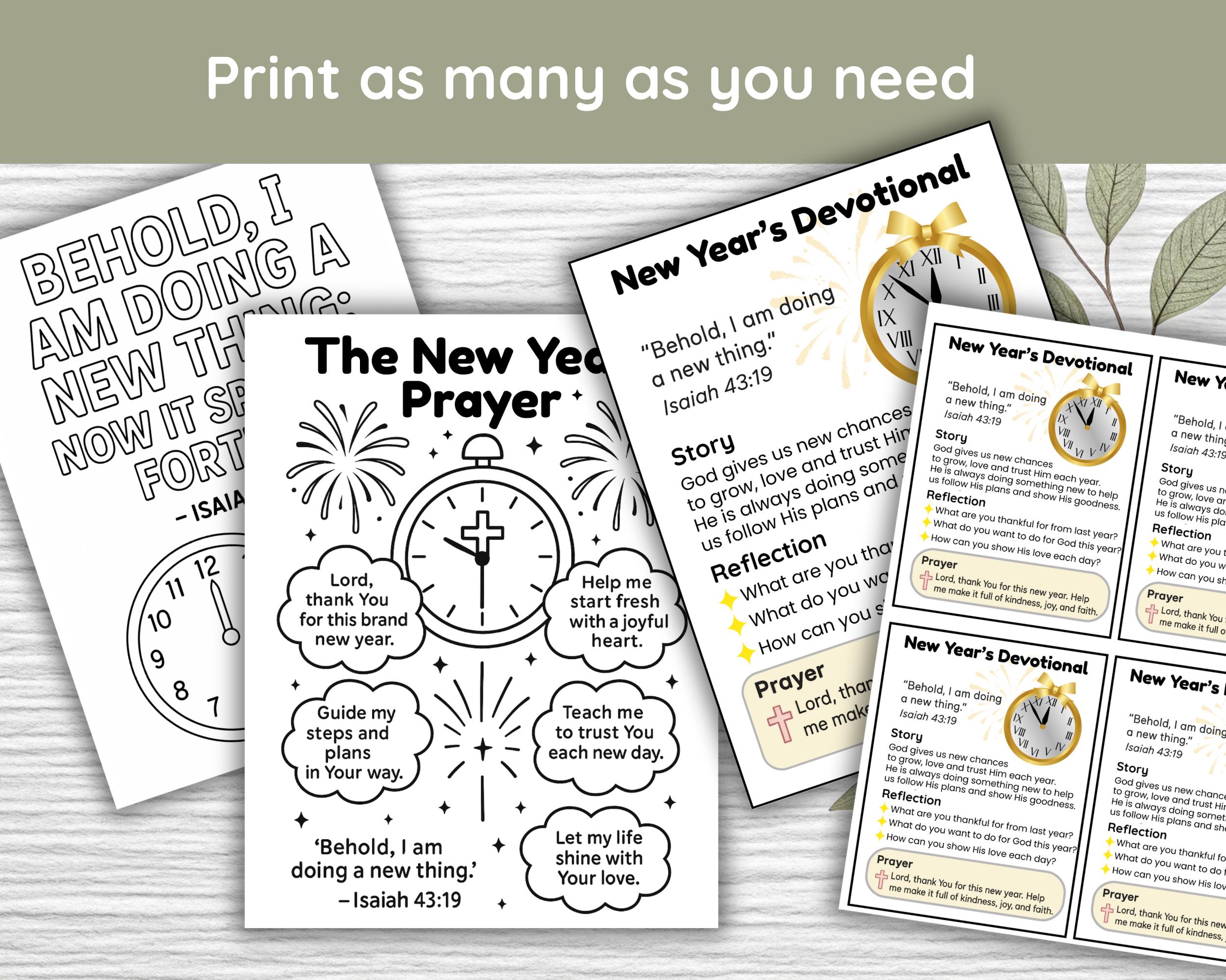 New Years Christian Preschool Craft, Printable New Years Prayer, New ...