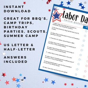 Printable Labor Day Quiz Labor Day Trivia Labor Day Printable ...