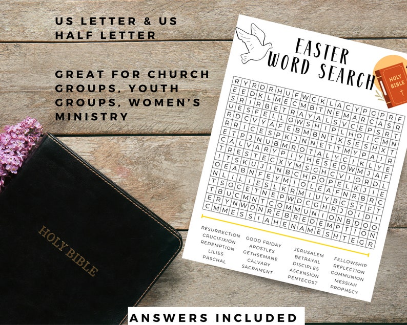 Christian Easter Word Search Printable Easter Religious Word Search ...
