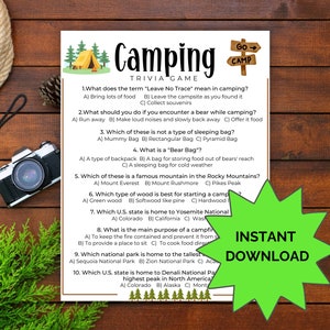 Campfire Trivia Printable; Camping Trivia Printable for Kids Camping ...