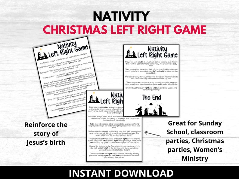 Nativity Story Left Right Game Nativity, Left Right Christmas Game ...