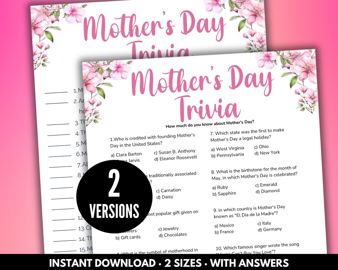 Mothers Day Trivia, Mothers Day Brunch, Mothers Day Quiz, Games for ...