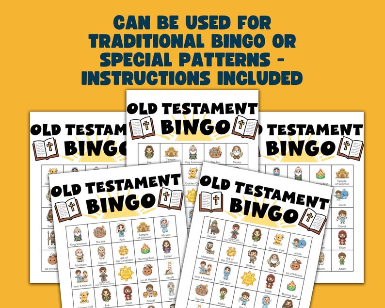 Old Testament Bible Bingo, Bible Character Bingo, Bible Games for Kids ...