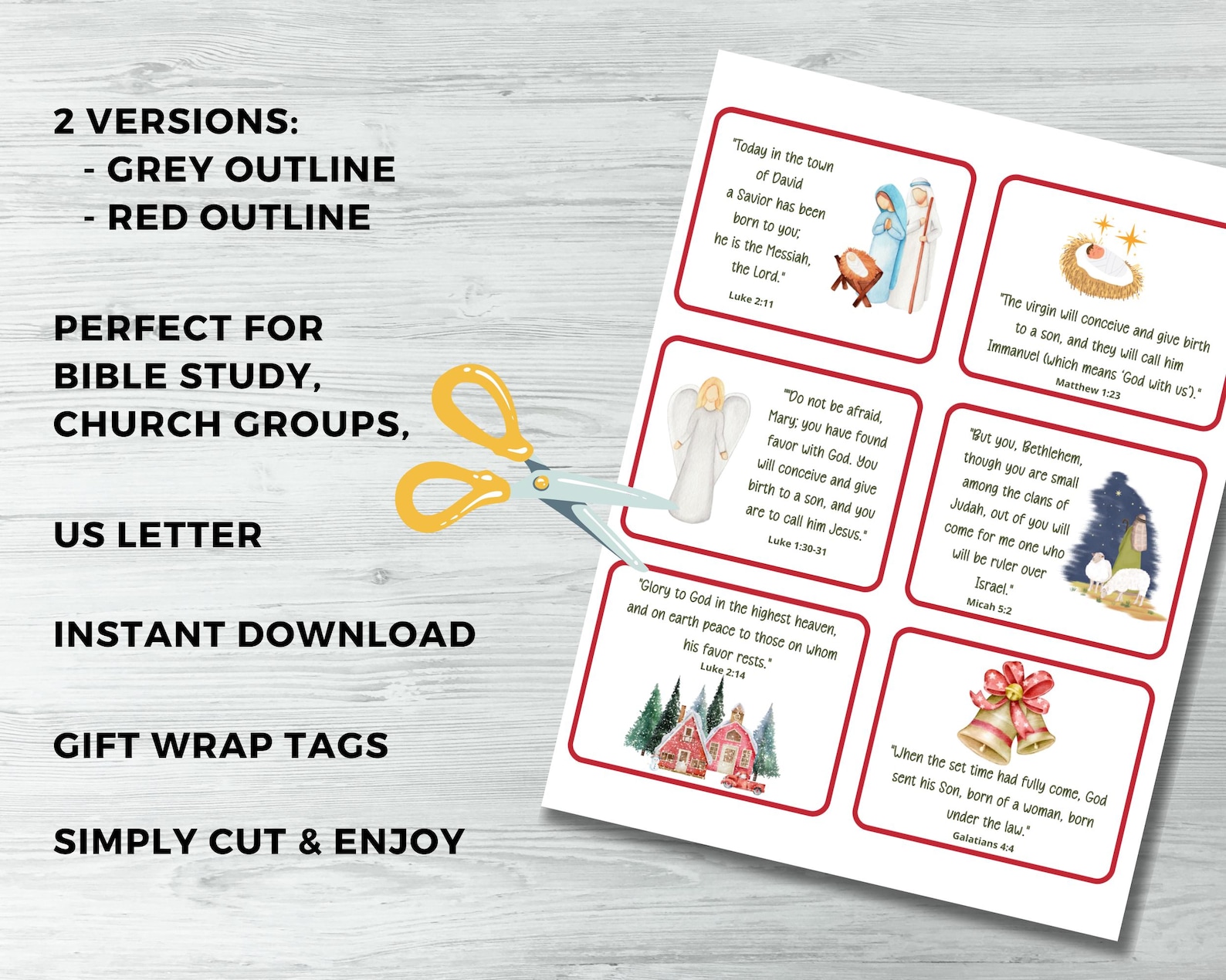 Christmas Bible Verse Printable Cards, Bible Tract Cards Christmas ...
