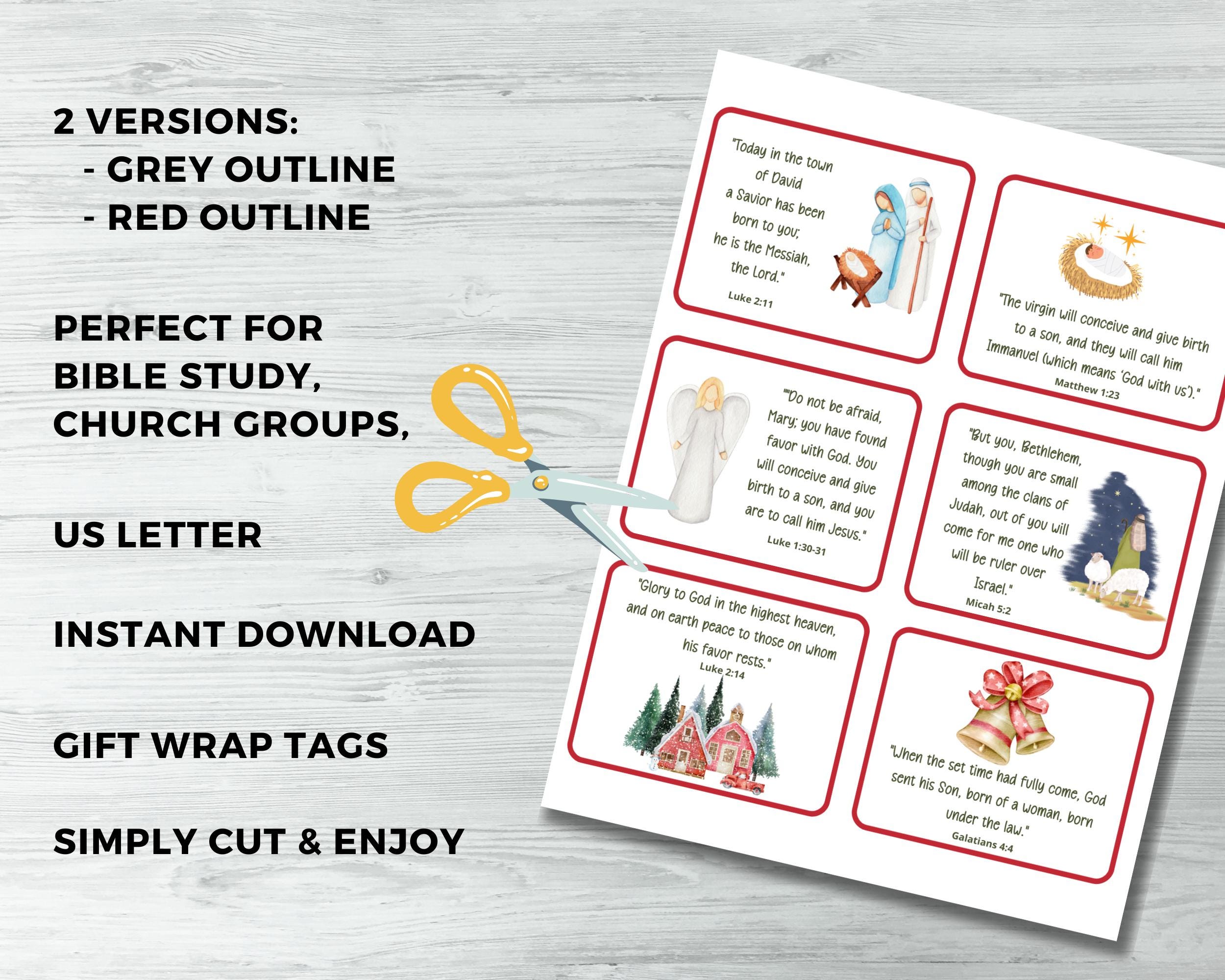 Christmas Bible Verse Printable Cards, Bible Tract Cards Christmas ...