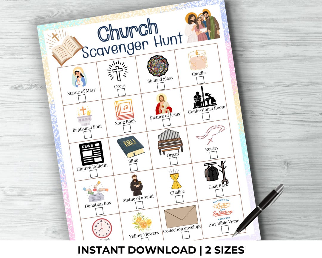Church Scavenger Hunt Printable, Church Scavenger Hunt for Kids ...