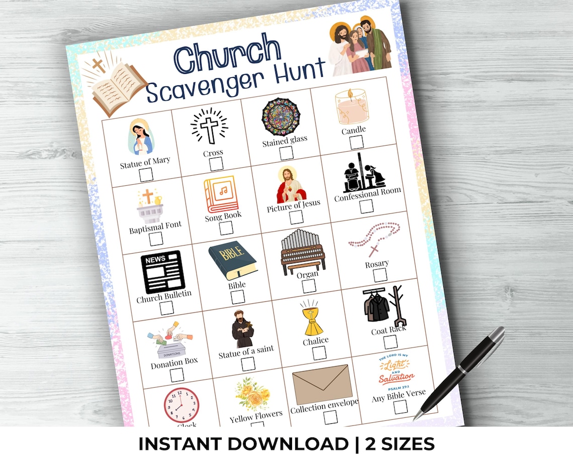 Church Scavenger Hunt Printable, Church Scavenger Hunt for Kids ...