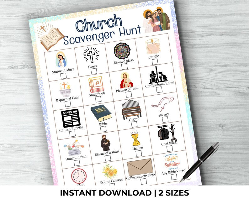 Church Scavenger Hunt Printable, Church Scavenger Hunt for Kids ...