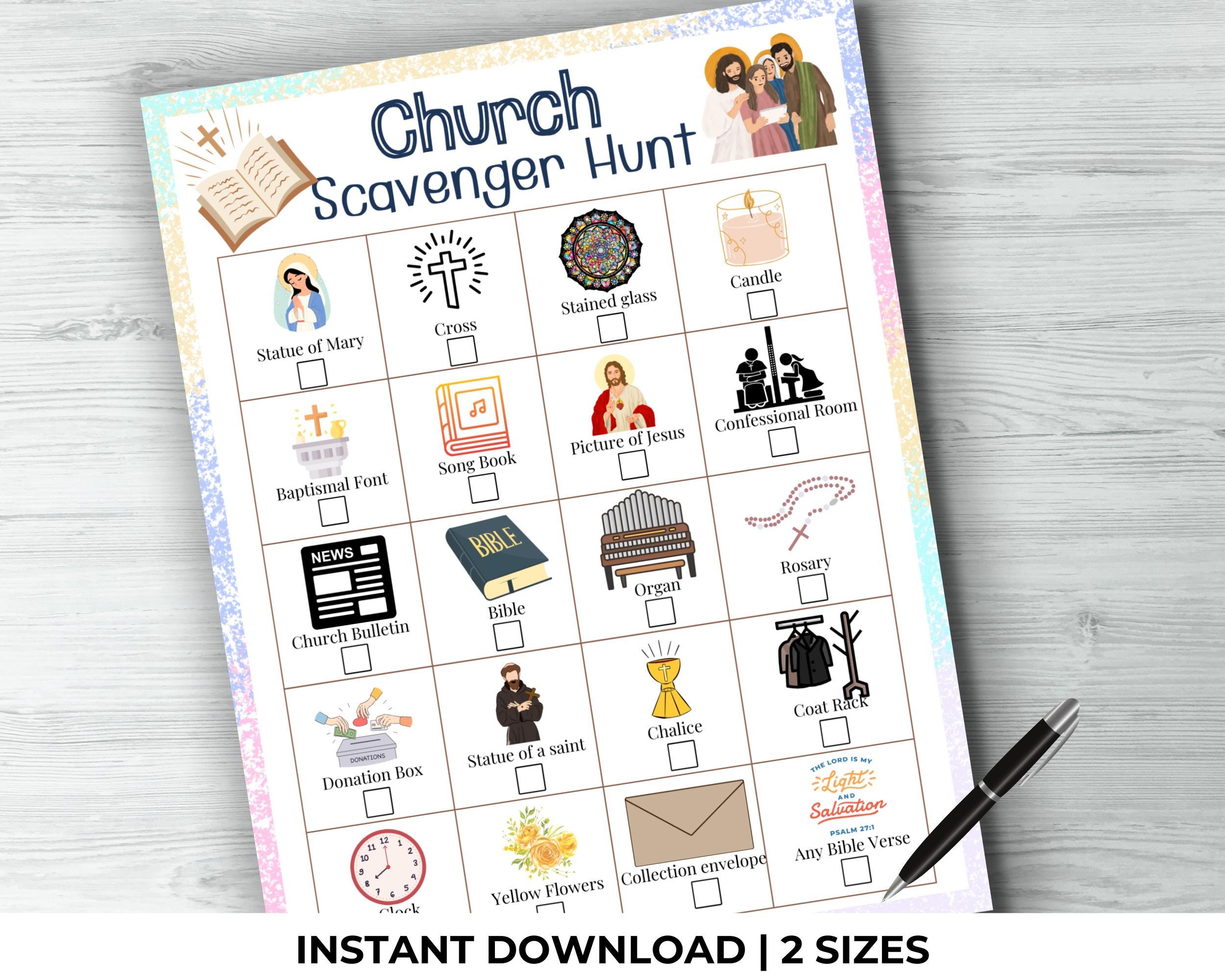 Church Scavenger Hunt Printable, Church Scavenger Hunt for Kids ...