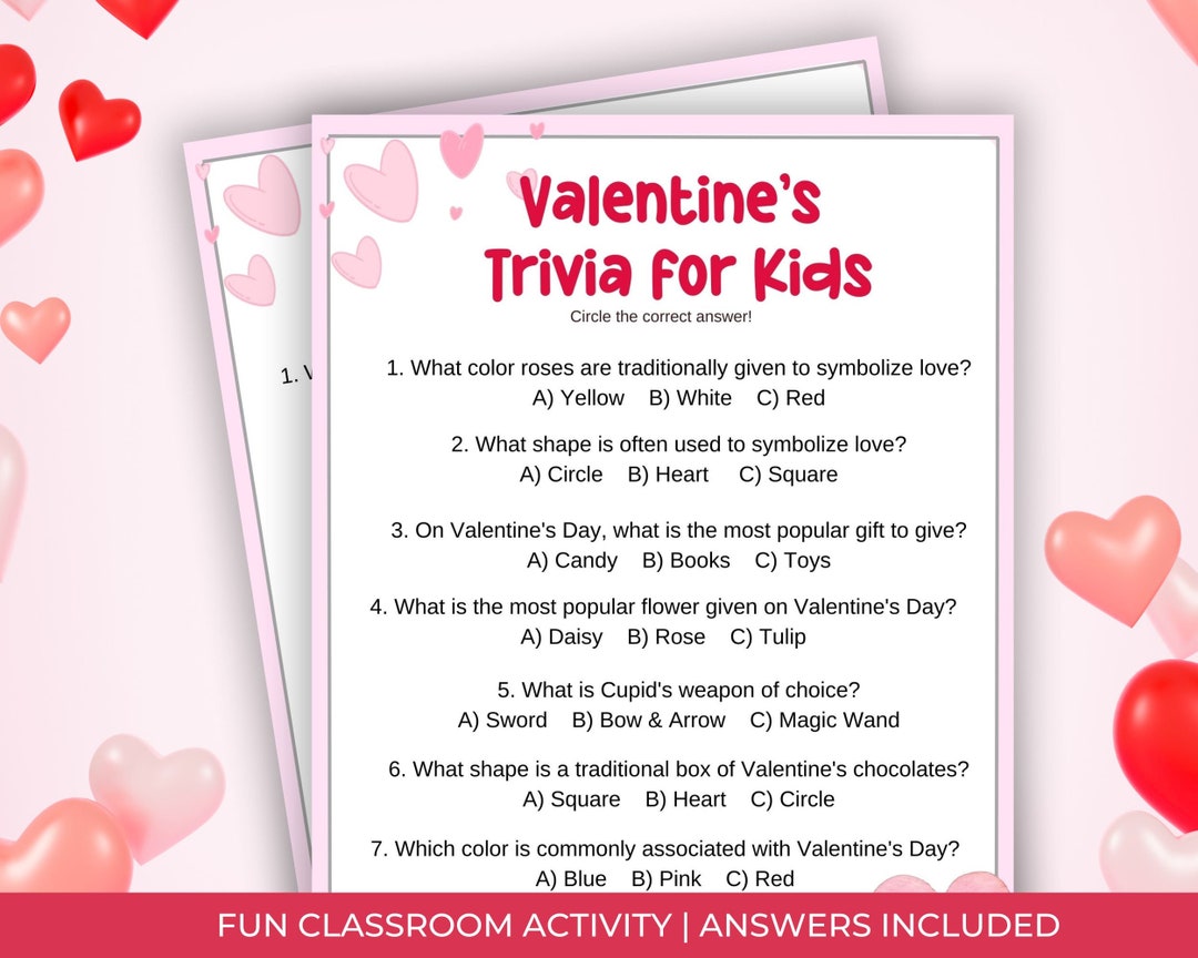 Valentine's Day Trivia for Kids | Kids Valentine Trivia | Valentine's ...
