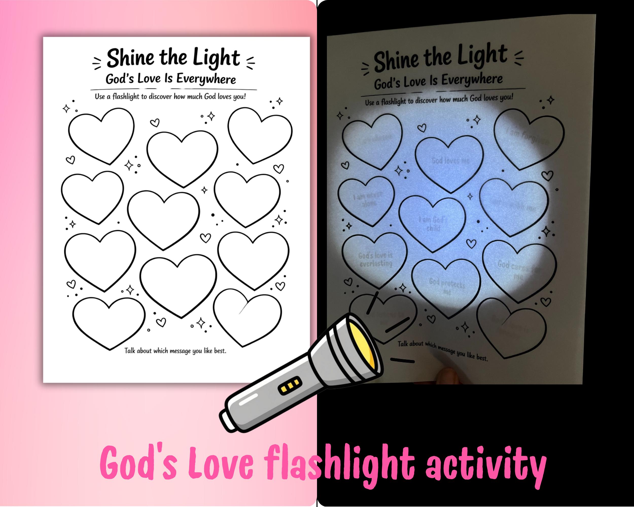 Flashlight Craft for Kids, Valentine Sunday School Craft, Gods Love ...