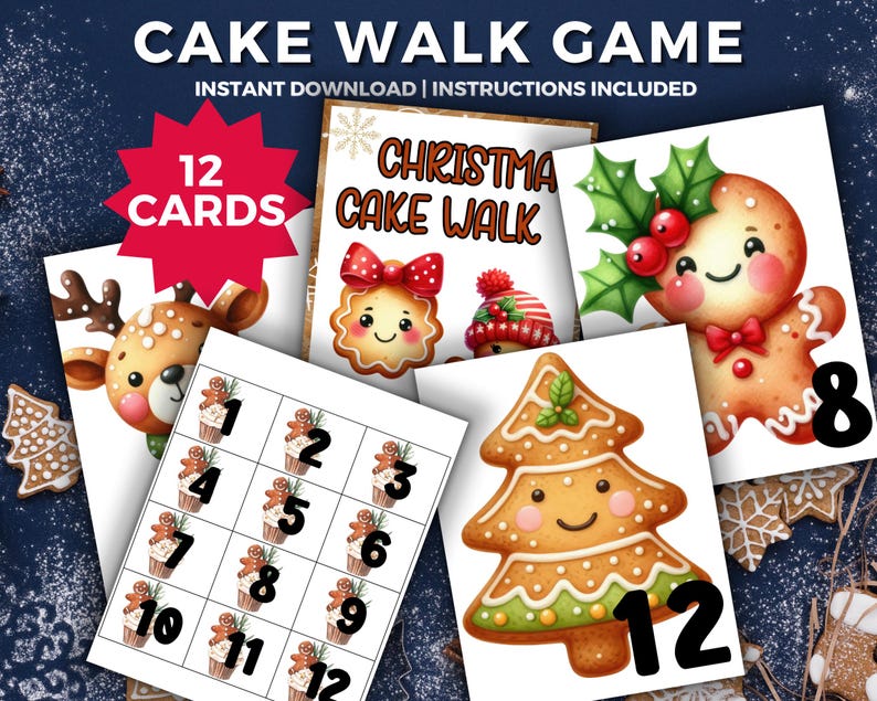 Christmas Cake Walk Game, Cake Walk Printable, Cupcake Walk, Holiday ...