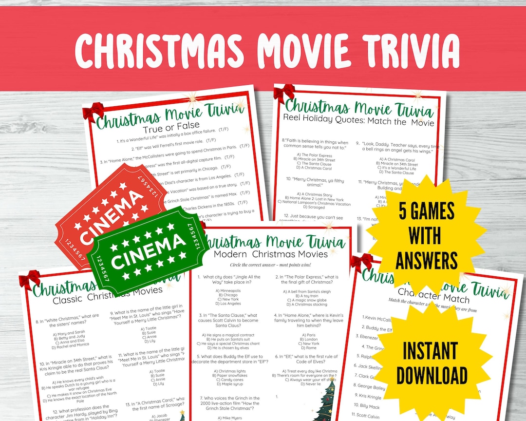 Christmas Movie Trivia Game, Holiday Movie Trivia Games, Christmas ...