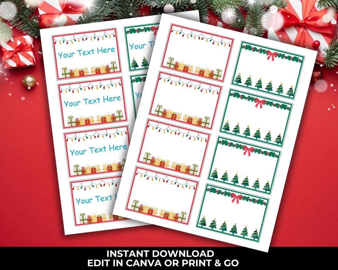 Editable Christmas Name Labels, Christmas Name Tags, DIY Christmas ...