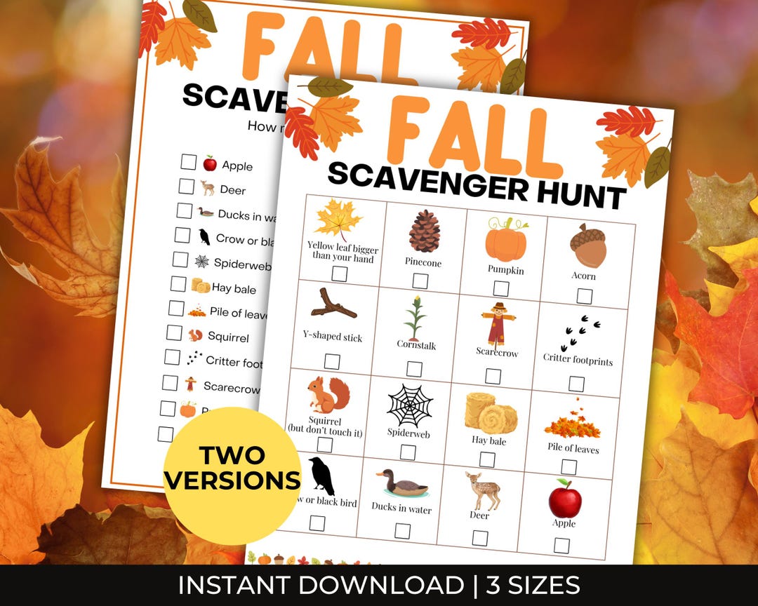 Fall Photo Scavenger Hunt Tween, Park Scavenger Hunt, Nature Scavenger ...