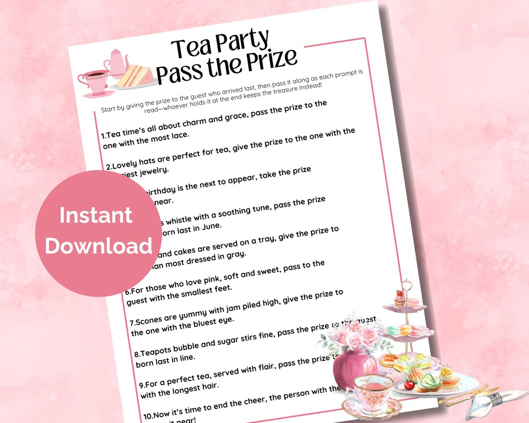 Tea Party Pass the Prize Tea Party Games Adult Women Tea Party Games ...