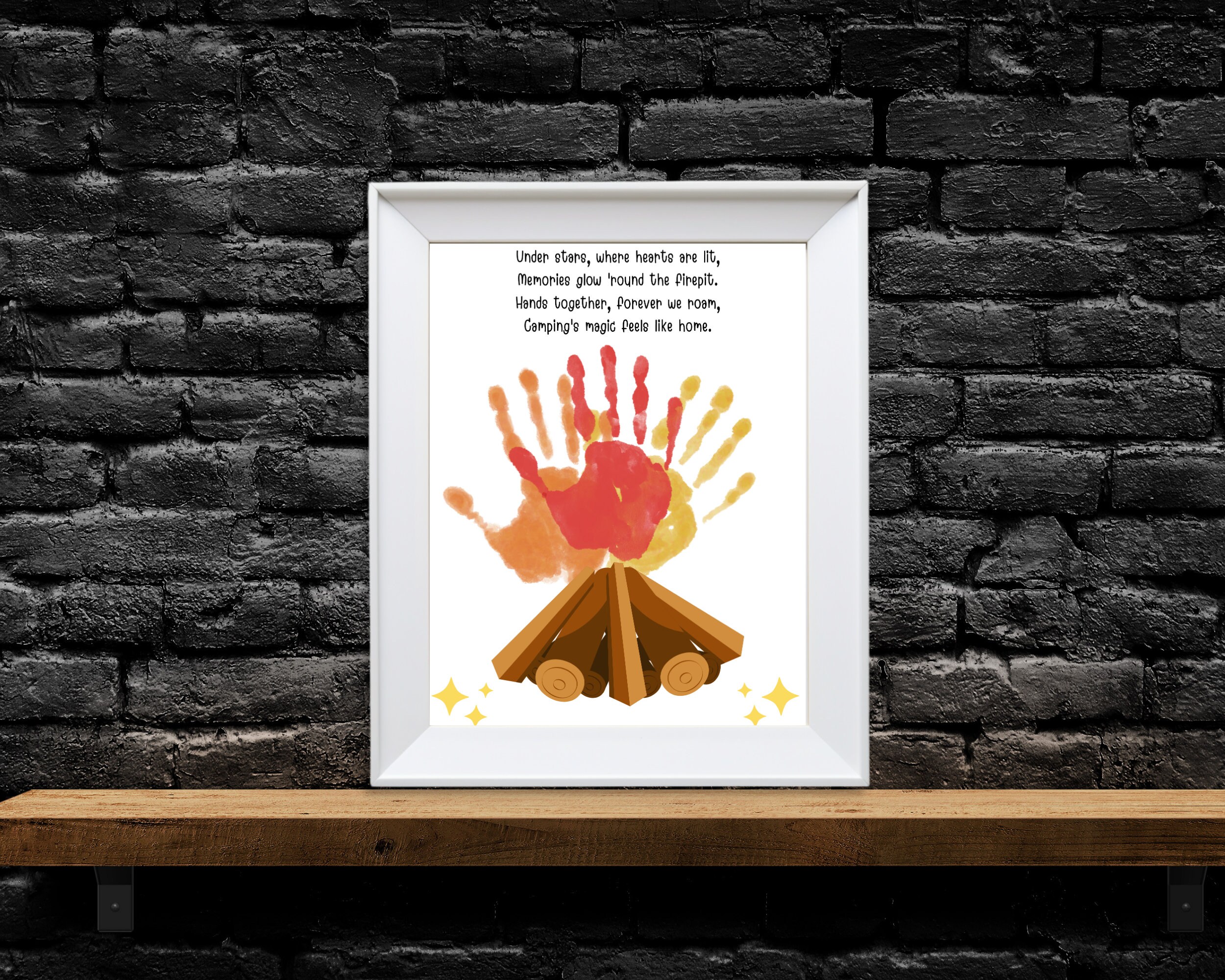 Campfire Handprint Printable | Camping Handprint Art | Campfire Art ...