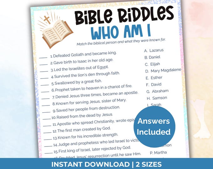 Bible Riddles Who Am I Bible Game, Bible Trivia, Biblical Characters ...