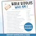 Bible Riddles Who Am I Bible Game, Bible Trivia, Biblical Characters ...