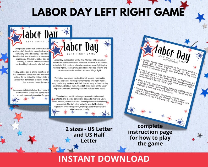 Labor Day Left Right Game Printable Patriotic Games - Etsy