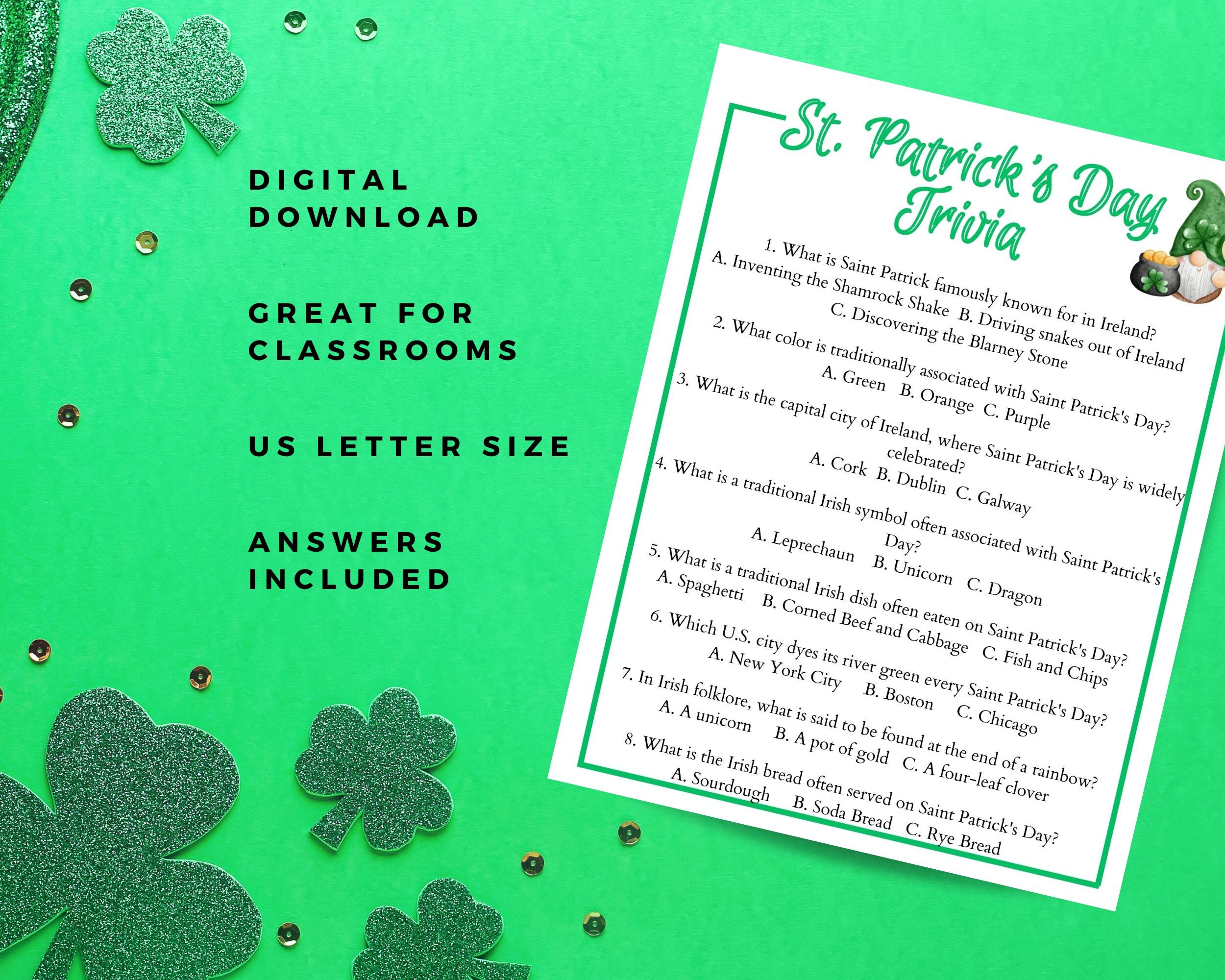 St. Patrick's Day Trivia for Kids Kids St. Patricks Day Printable ...