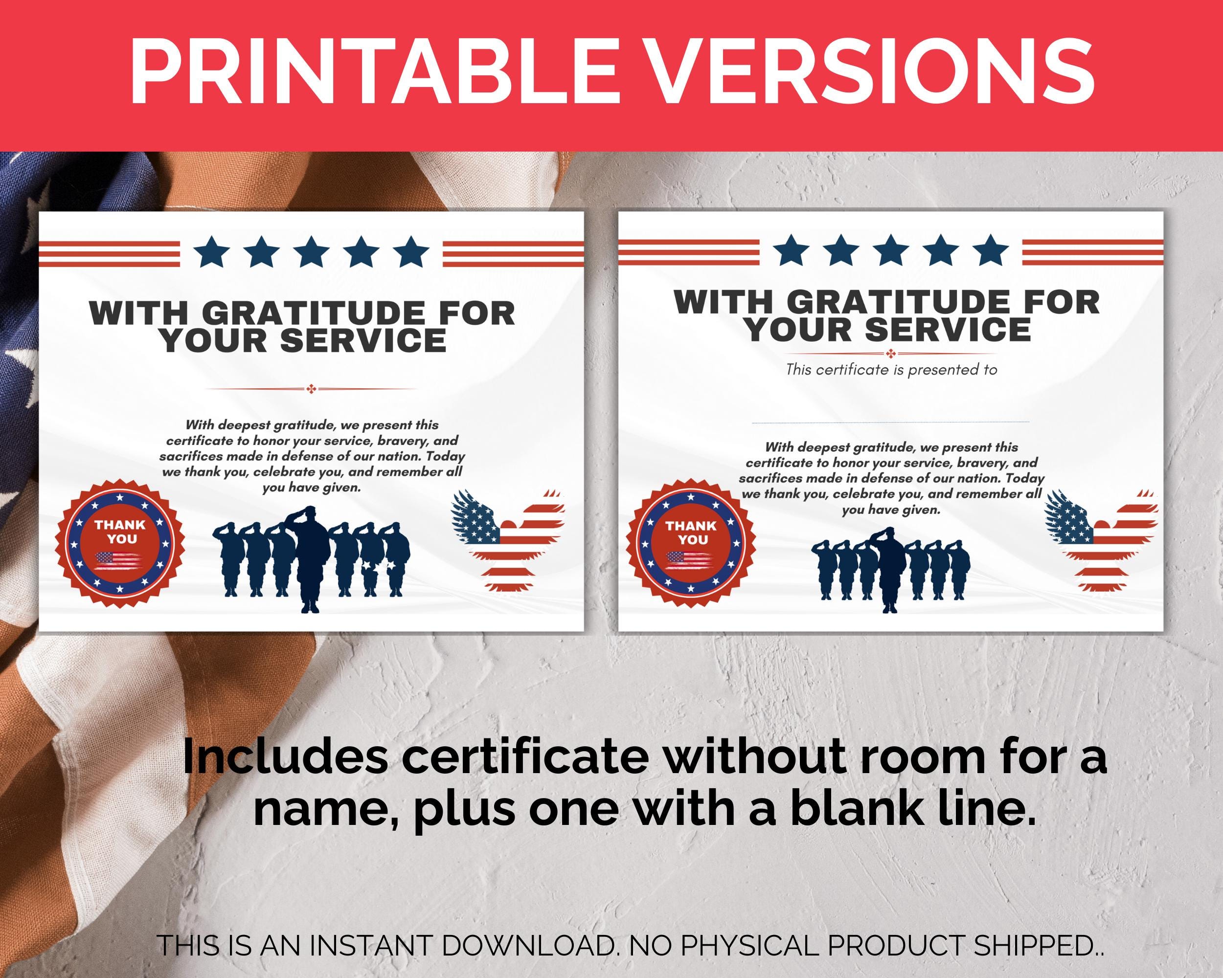 Certification of Appreciation Veterans Day, Thank a Veteran, Veterans ...