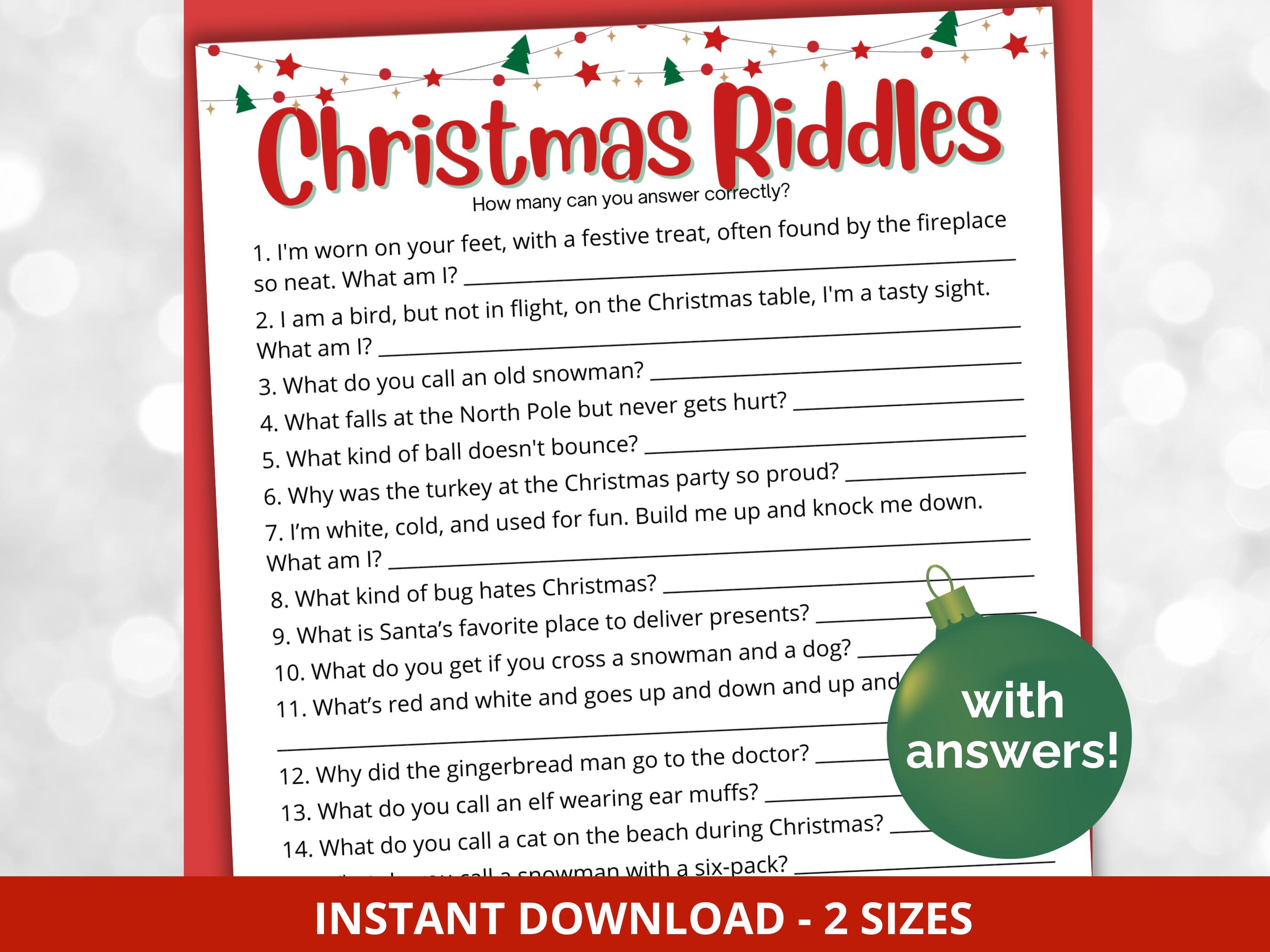 Christmas Riddles Who Am I, Printable Christmas Party Game, Kids ...