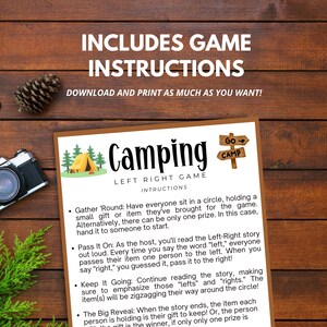 Camping Left Right Game Printable Camping Printable Activity Pass the ...