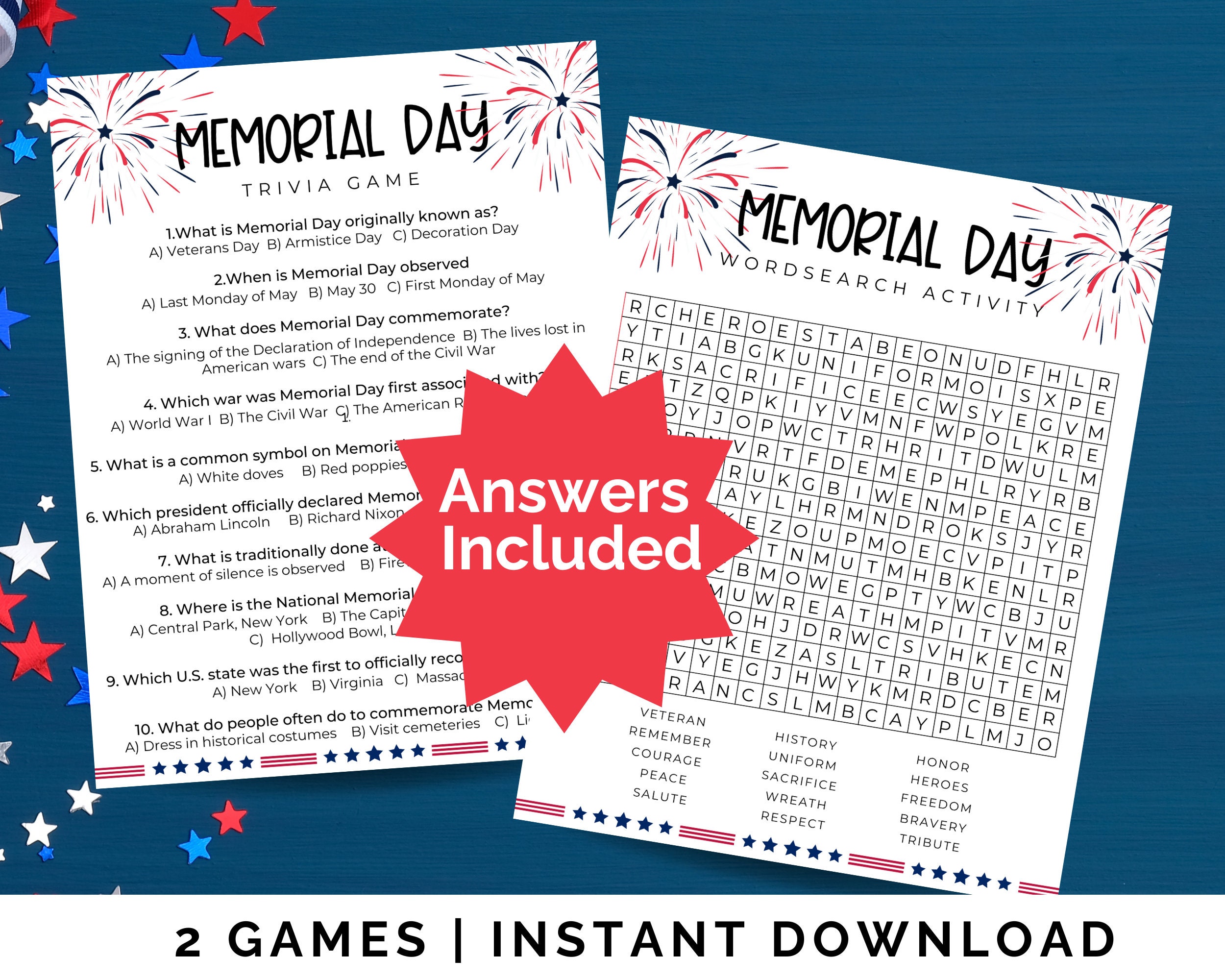 Memorial Day Party Games | Printable Memorial Day Games | Memorial Day ...