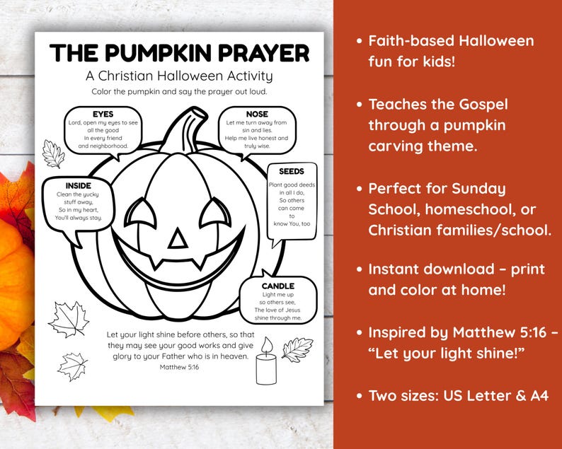 Pumpkin Prayer Craft, Christian Halloween Pumpkin Carving, Sunday ...