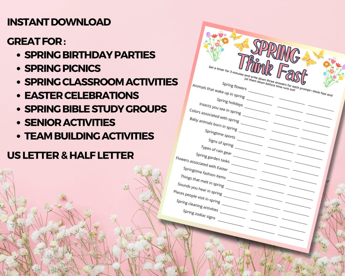 Spring Games for Seniors, Senior Think Fast, Spring Quiz, Garden Party ...