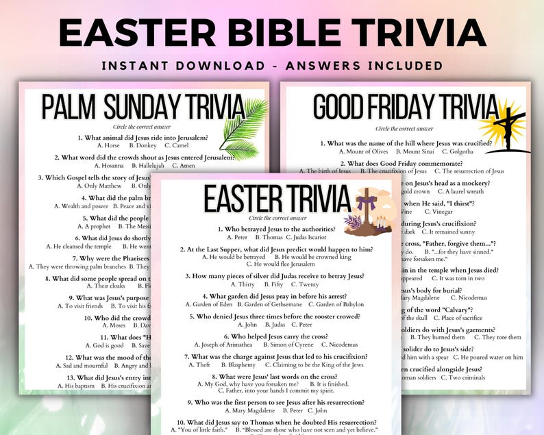 Easter Bible Trivia, Easter Trivia Questions, Catholic Holy Week for ...