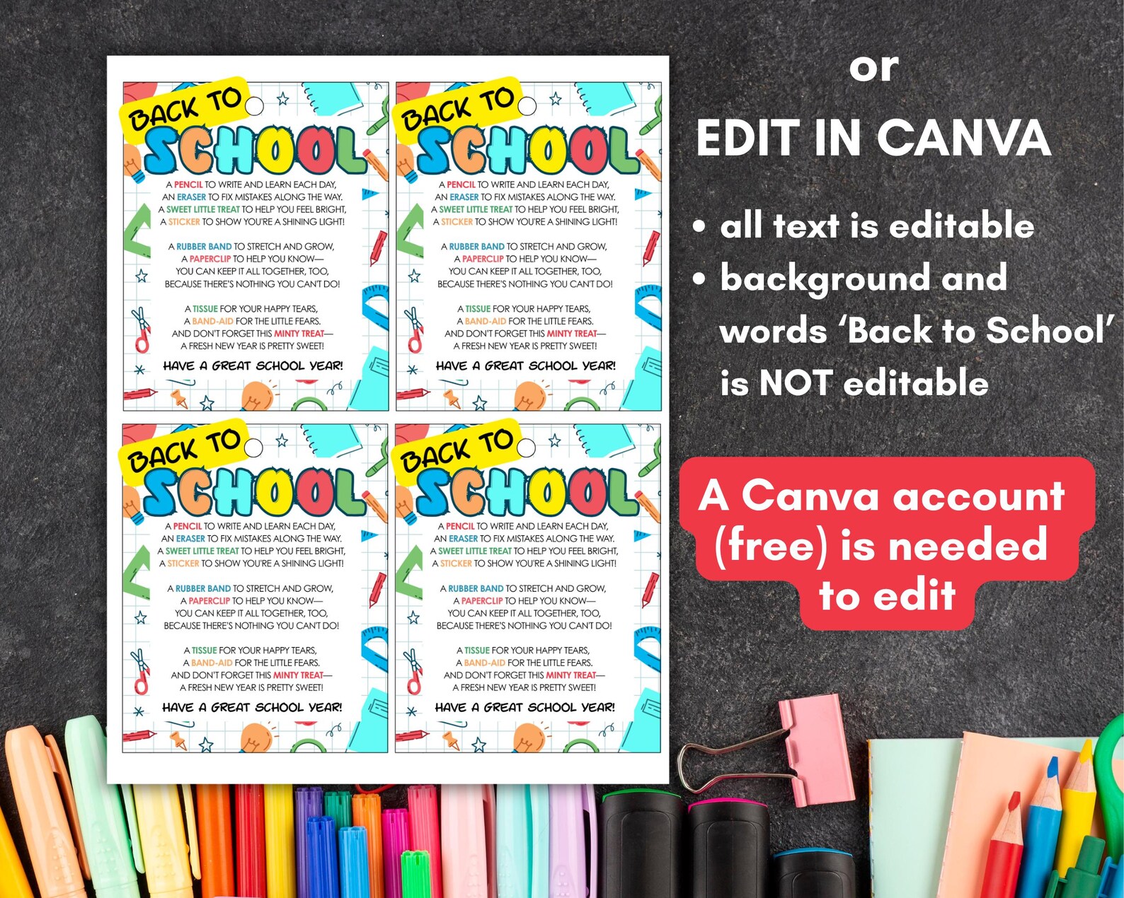 Printable Back to School Survival Kit, Student Survival Kit, School ...