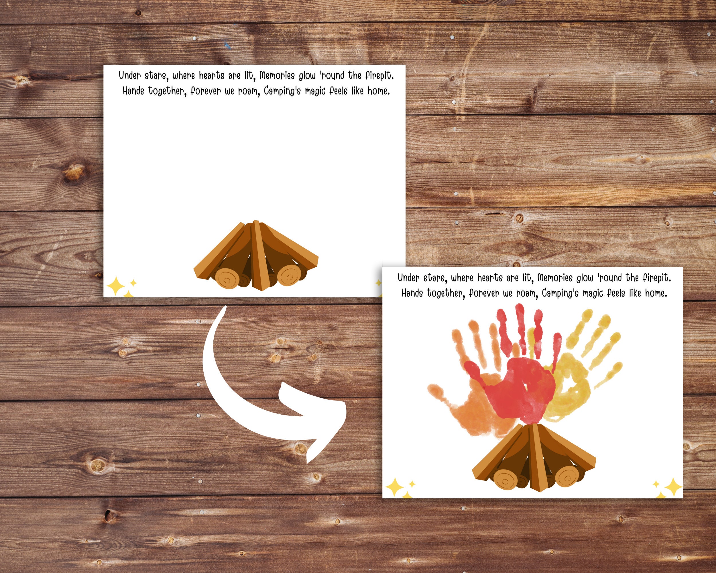 Campfire Handprint Printable | Camping Handprint Art | Campfire Art ...