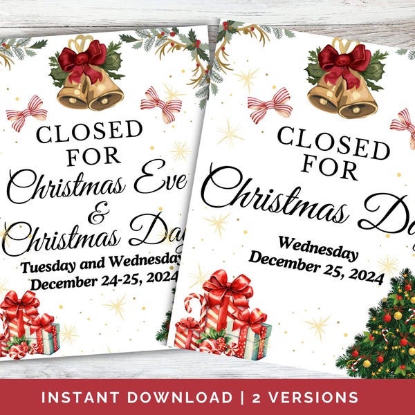 Christmas Holidays Closed Sign - Etsy