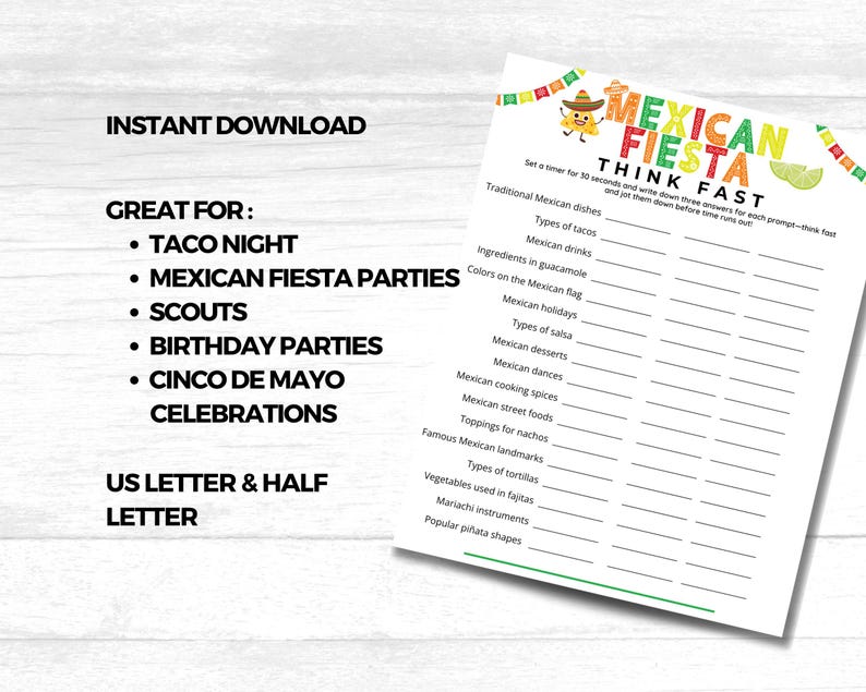 Mexican Fiesta Trivia Games, Taco Party Games, Fiesta Games, Fiesta ...