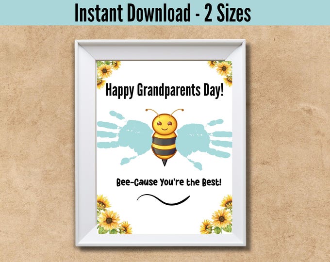 Grandparents Bee Handprint Craft -- Printable DIY Best Grandparents Art ...