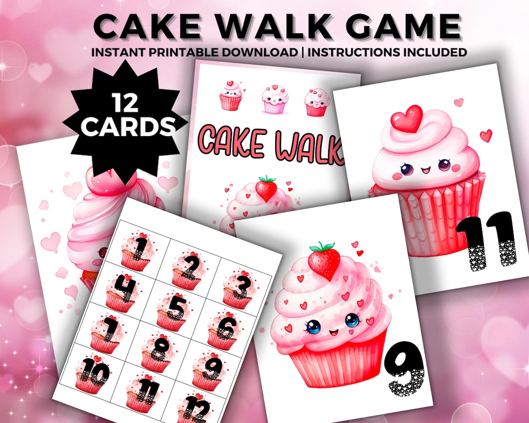 Valentines Cake Walk Game, Cake Walk Printable, Cupcake Walk, Holiday ...