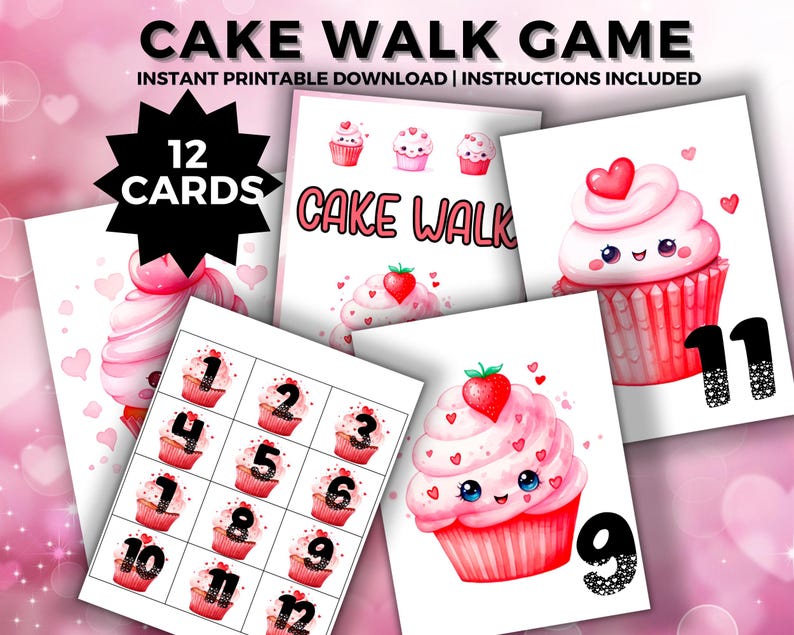 Valentines Cake Walk Game, Cake Walk Printable, Cupcake Walk, Holiday ...