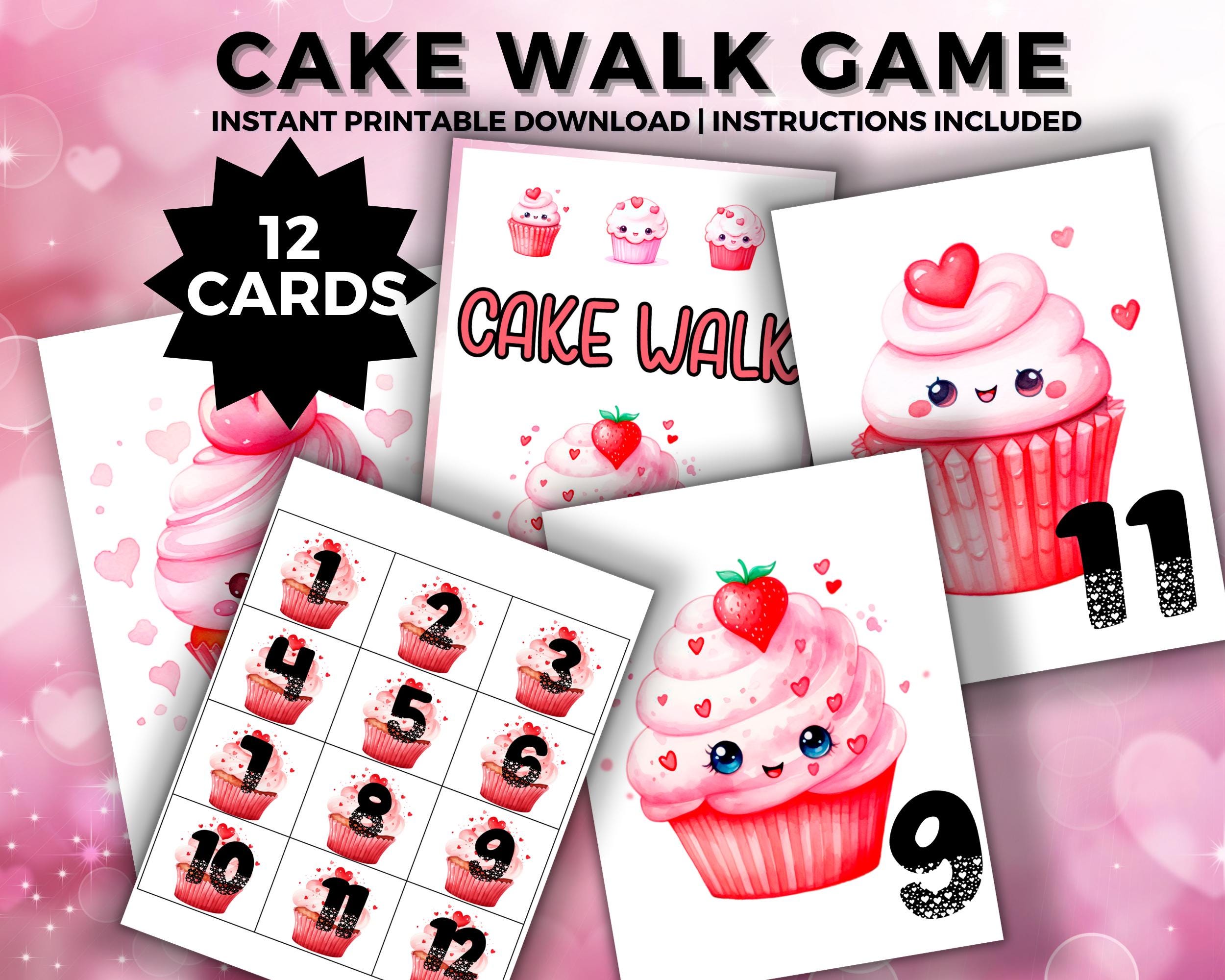 Valentines Cake Walk Game, Cake Walk Printable, Cupcake Walk, Holiday ...