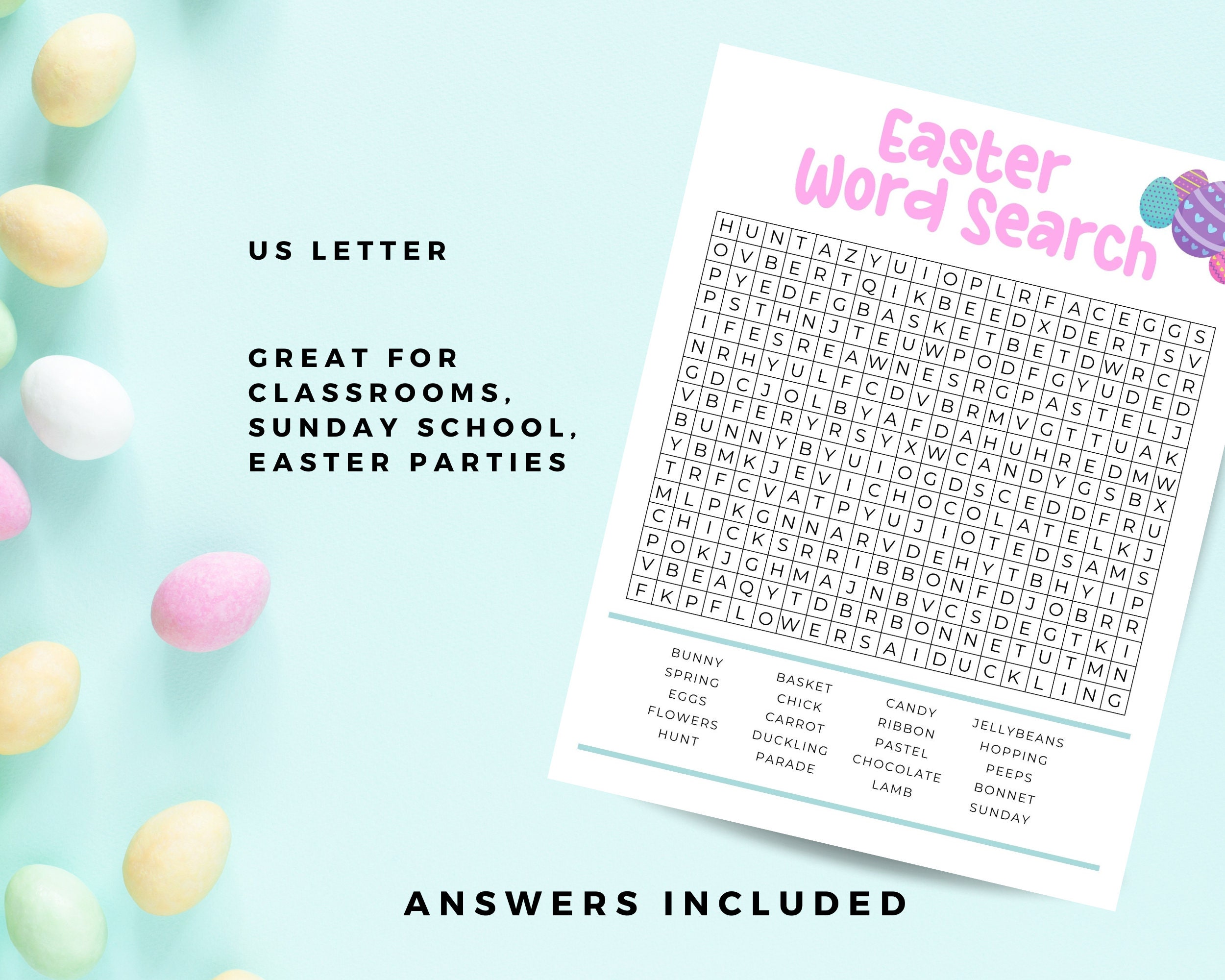 Kids Easter Wordsearch Easter Printable Game Easter Word Search for ...