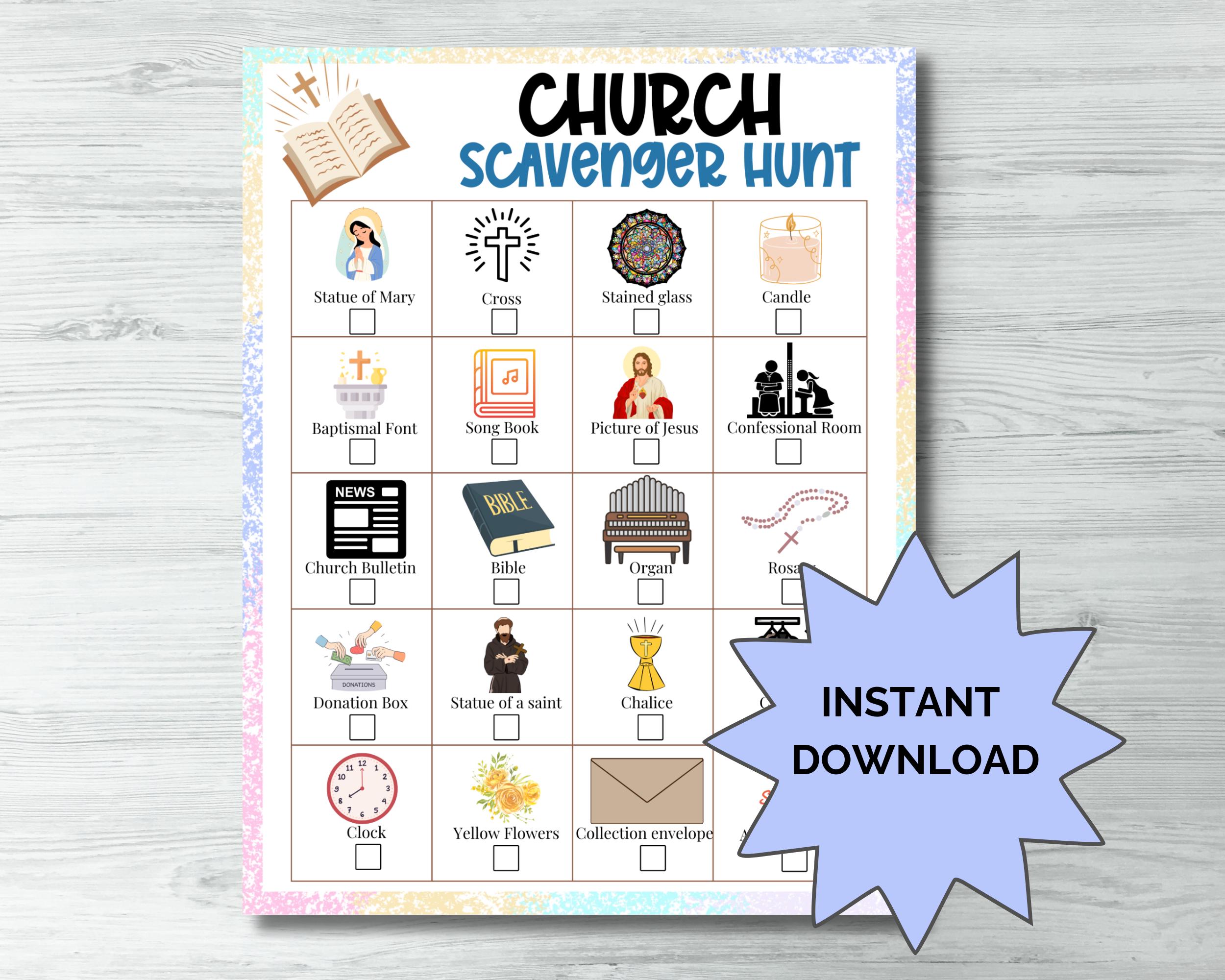 Church Scavenger Hunt Printable, Church Scavenger Hunt for Kids ...