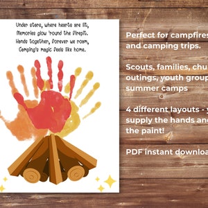 Campfire Handprint Printable | Camping Handprint Art | Campfire Art ...