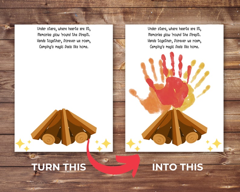 Campfire Handprint Printable | Camping Handprint Art | Campfire Art ...