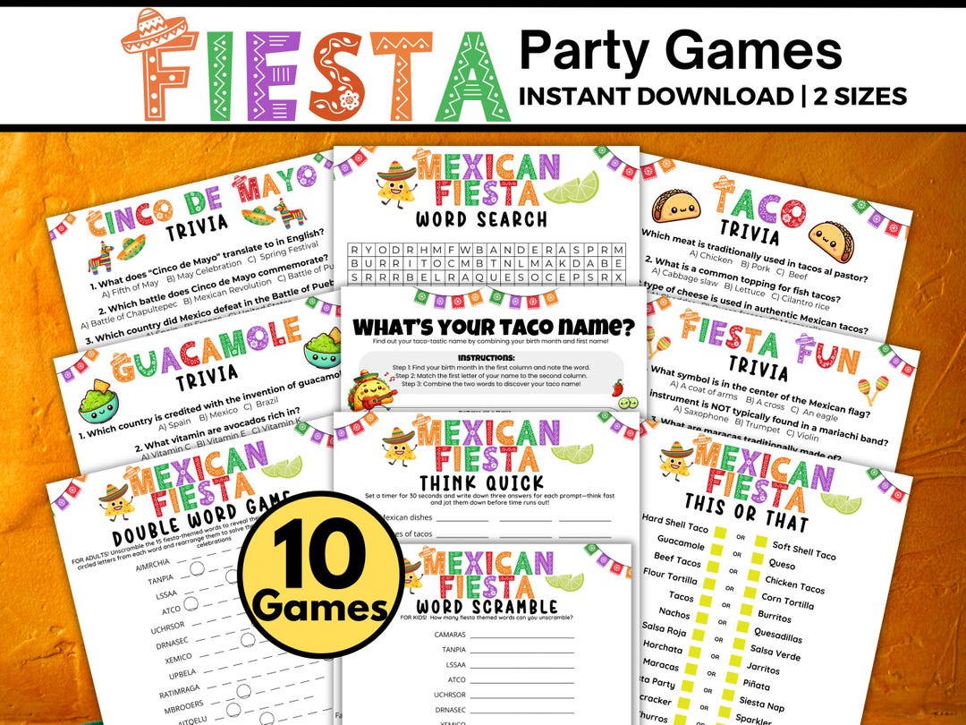 Fiesta Games, Mexican Party Games, Cinco De Mayo Party Games, Mexican ...
