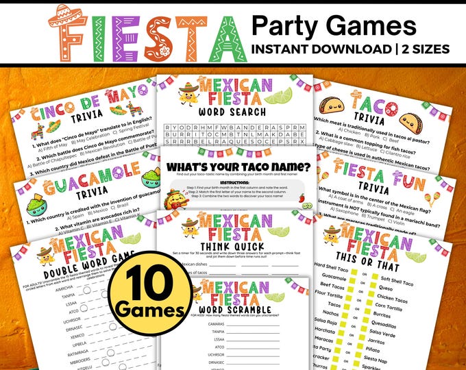 Taco Trivia, Mexican Party Games, Taco Party Games, Fiesta Games ...