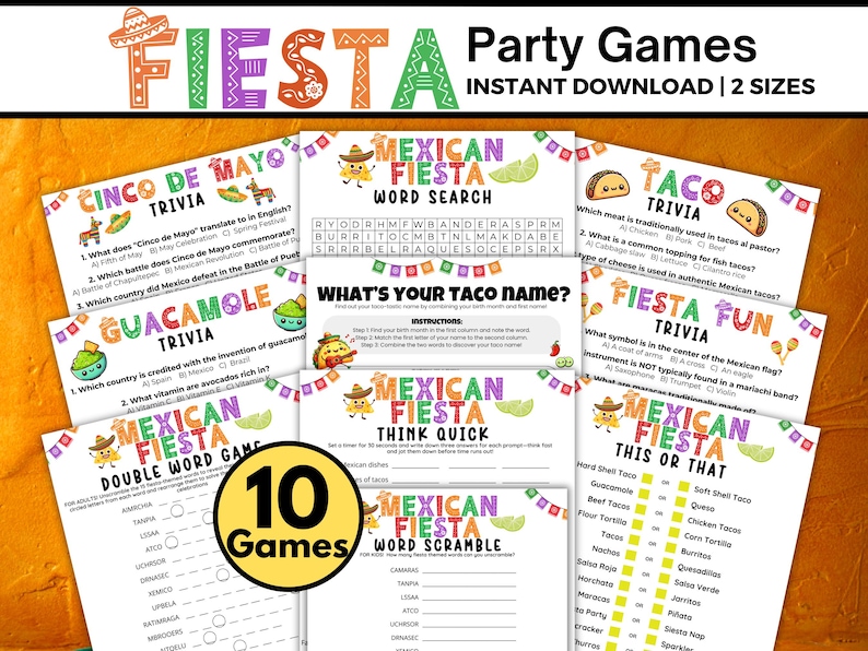 Fiesta Games, Mexican Party Games, Cinco De Mayo Party Games, Mexican ...